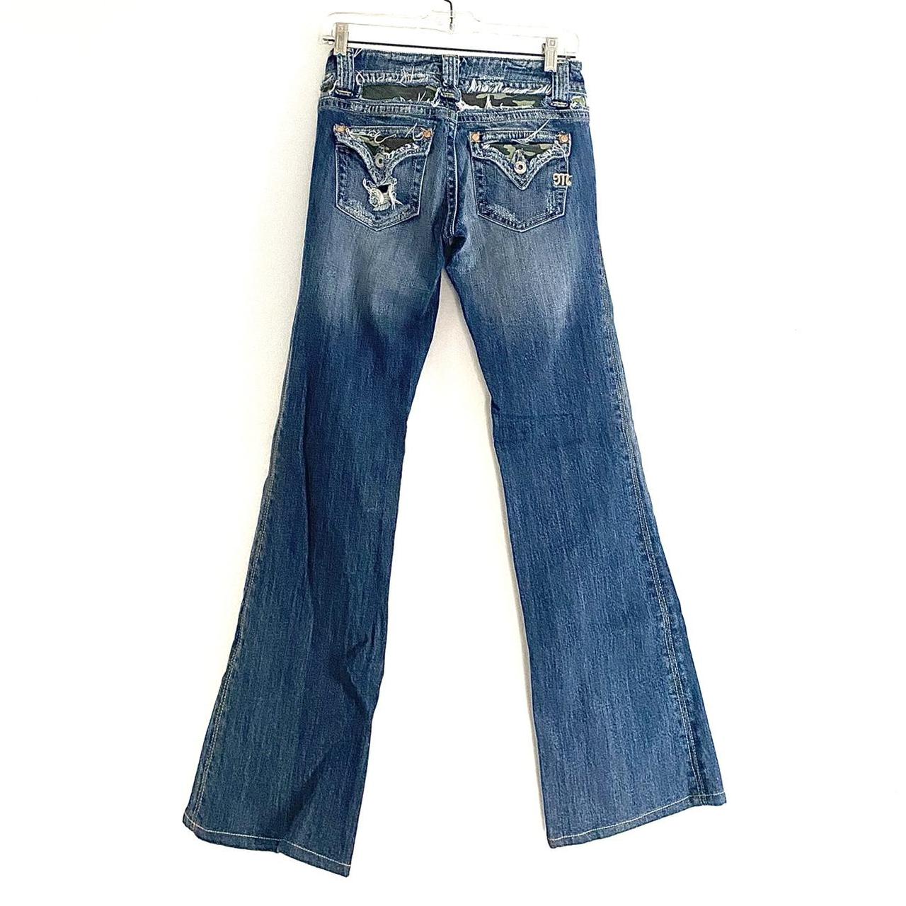 Low Waisted Bootcut Skinny Jeans With Camo Rips On Depop