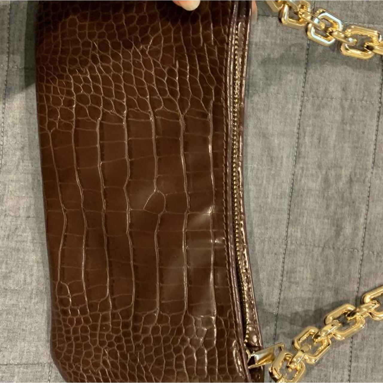 Zara Women's Brown and Gold Bag | Depop