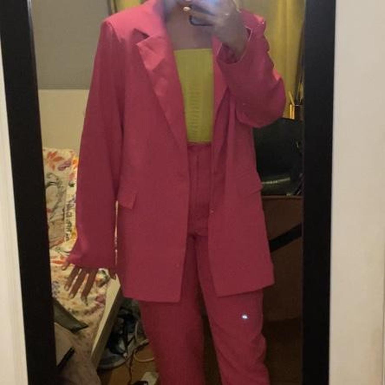 Missguided Oversize Blazer in Pink Size small... - Depop