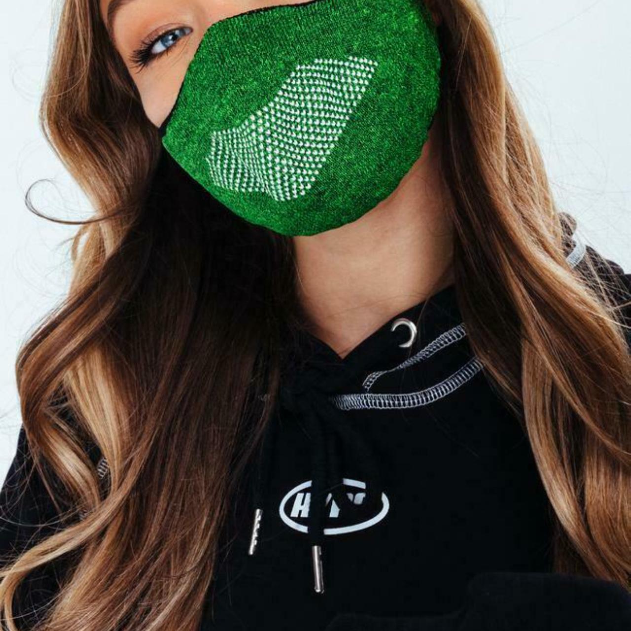 HYPE ADULT GREEN KNIT FACE MASK Ear loops design,... - Depop