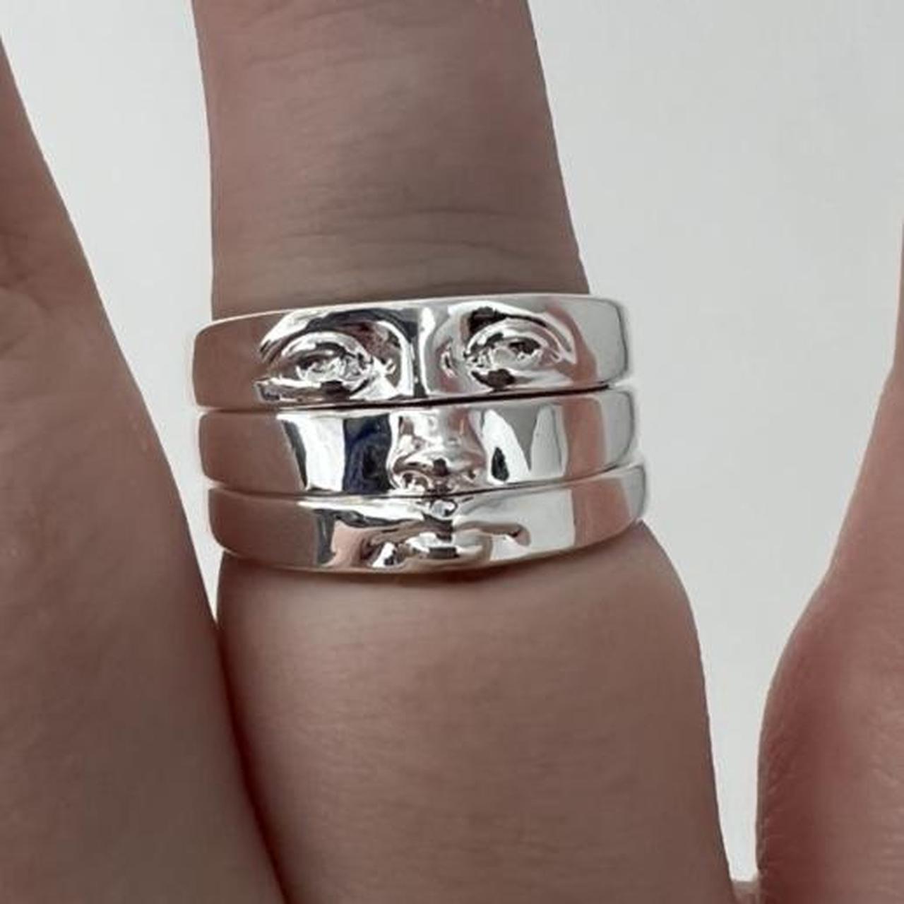 Silver face rings. 3 singular rings. Silver... - Depop