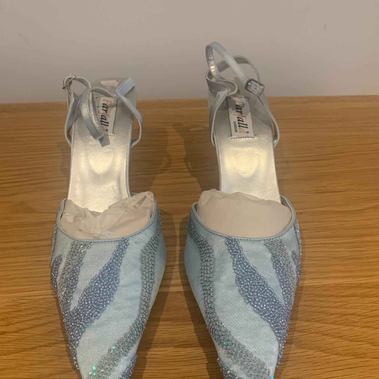 Farfalla Blue Beaded Mid Heels Leather lining,... - Depop