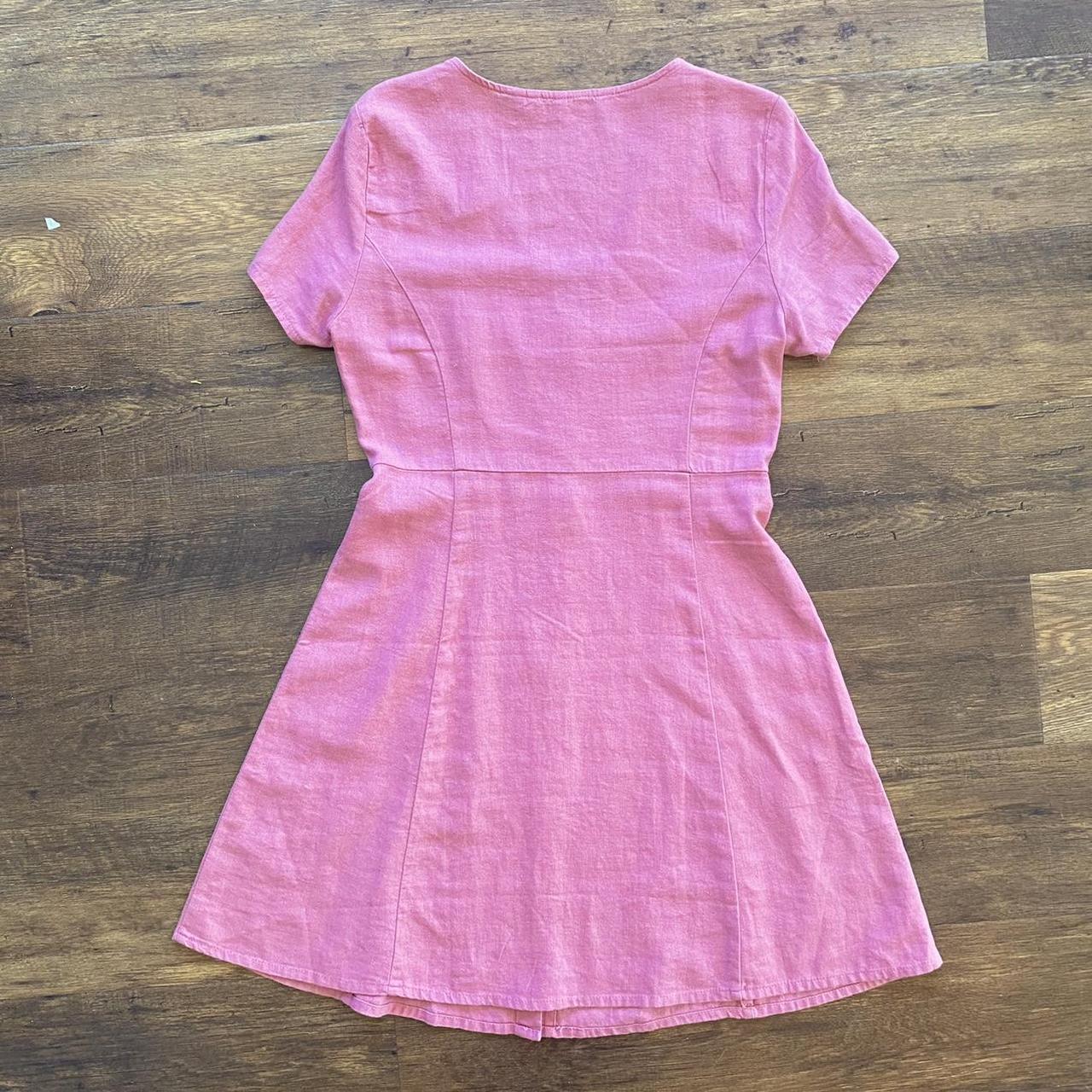 Vero Moda bright pink linen sun dress with faux... - Depop
