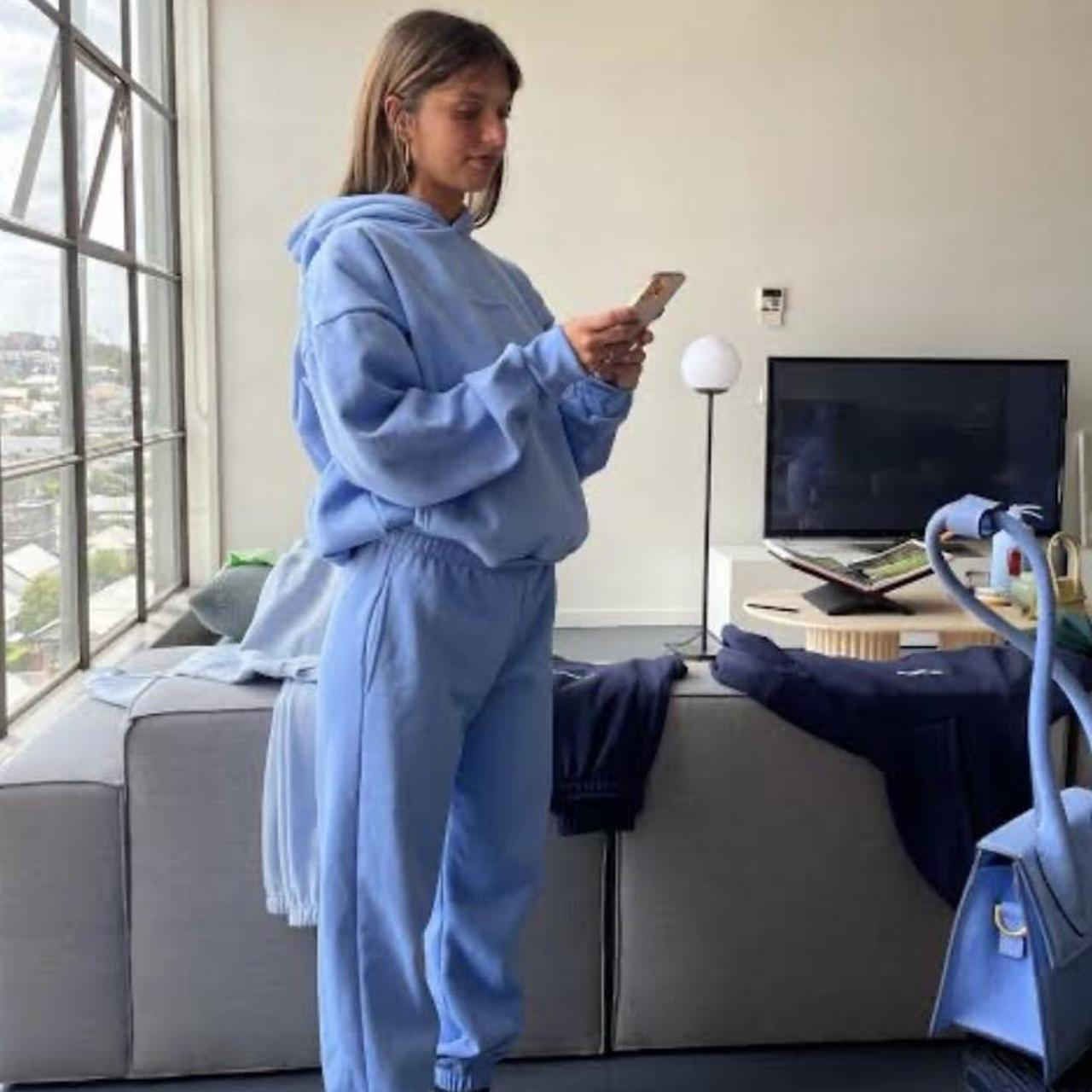 selling : MR WINSTON BLUEBERRY PUFF HOOD size medium... - Depop