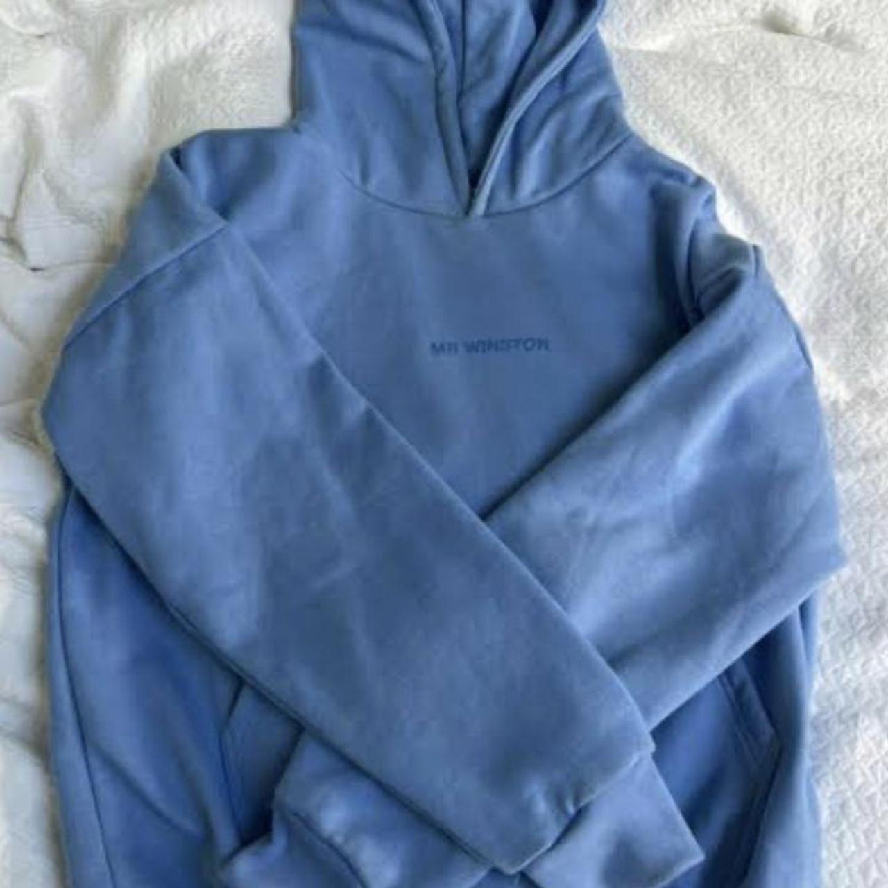 selling : MR WINSTON BLUEBERRY PUFF HOOD size medium... - Depop