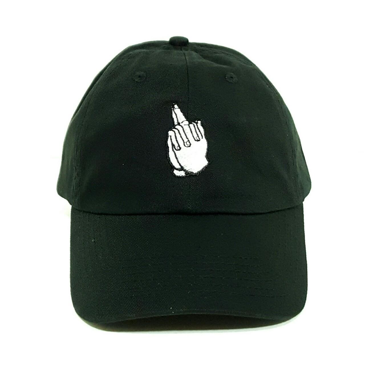 Middle finger praying hands hat- blk - Depop