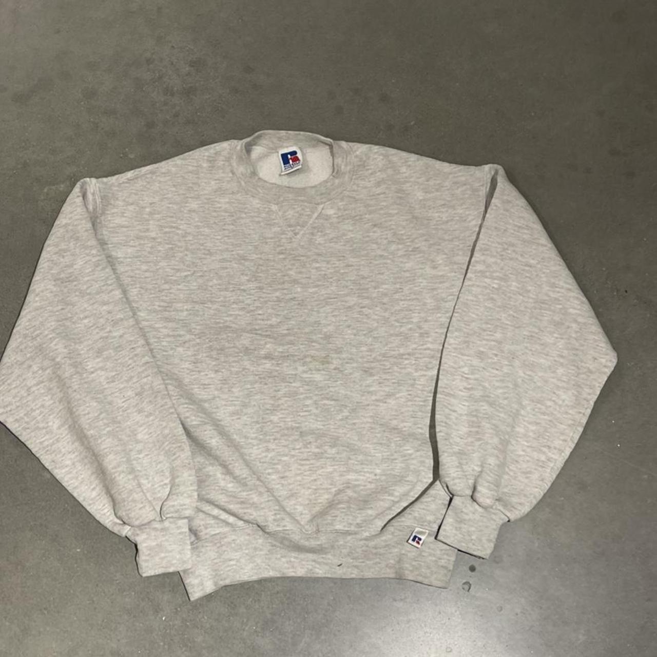 90s vintage Made in USA grey Russell crewneck Size:... - Depop