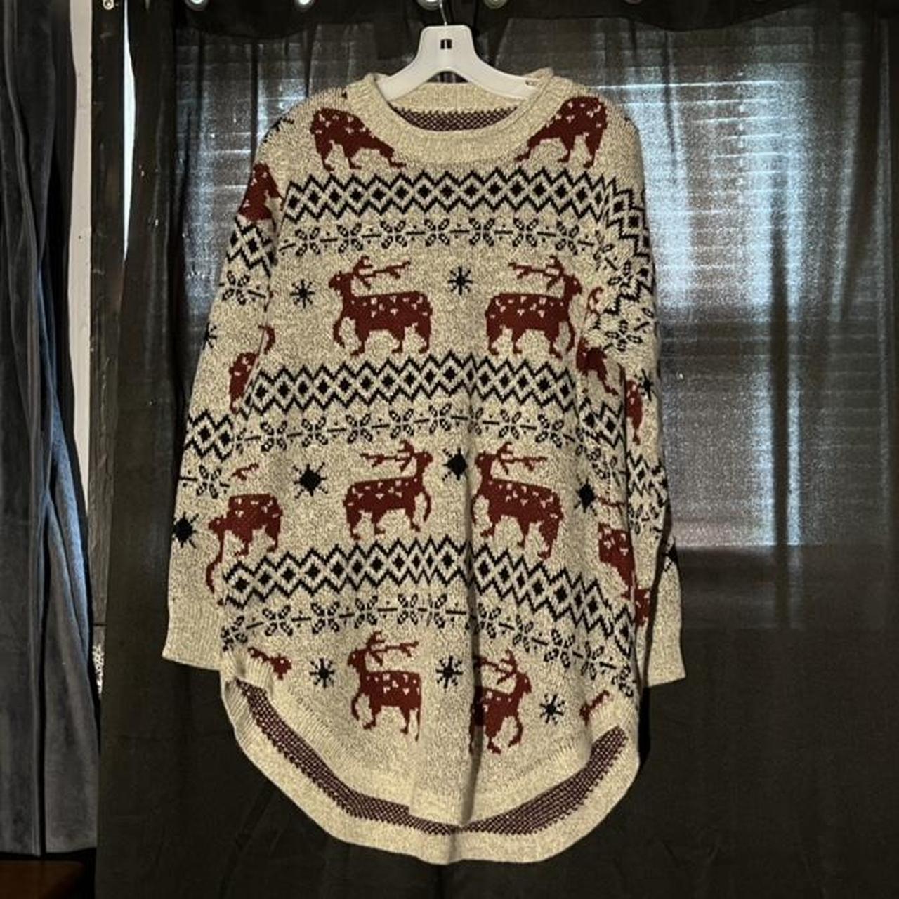 SHEIN Women's Cream and Burgundy Dress | Depop