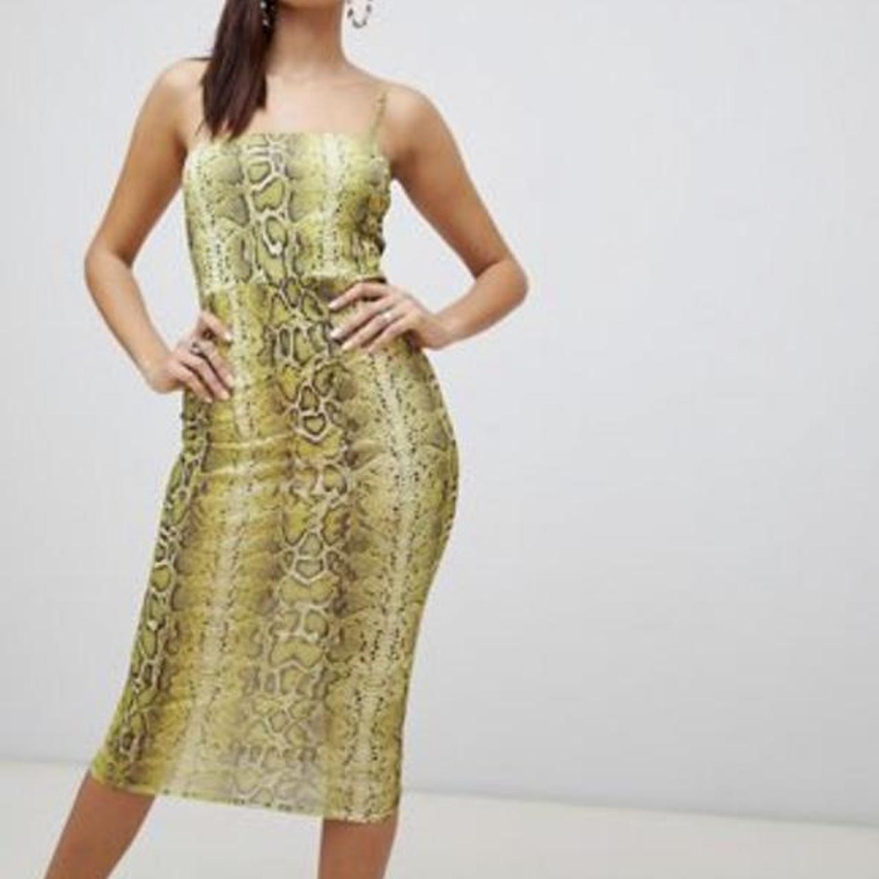 Snake print midi slip dress - Depop