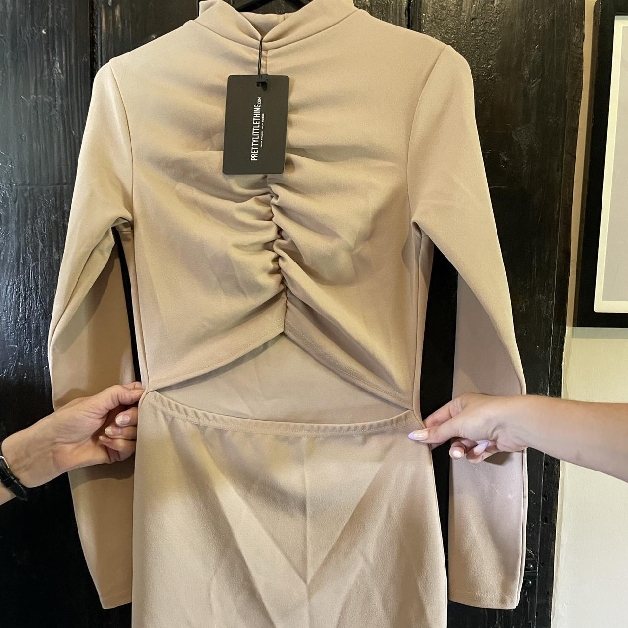 Beige plt cut out dress - size 8 BNWT - Depop