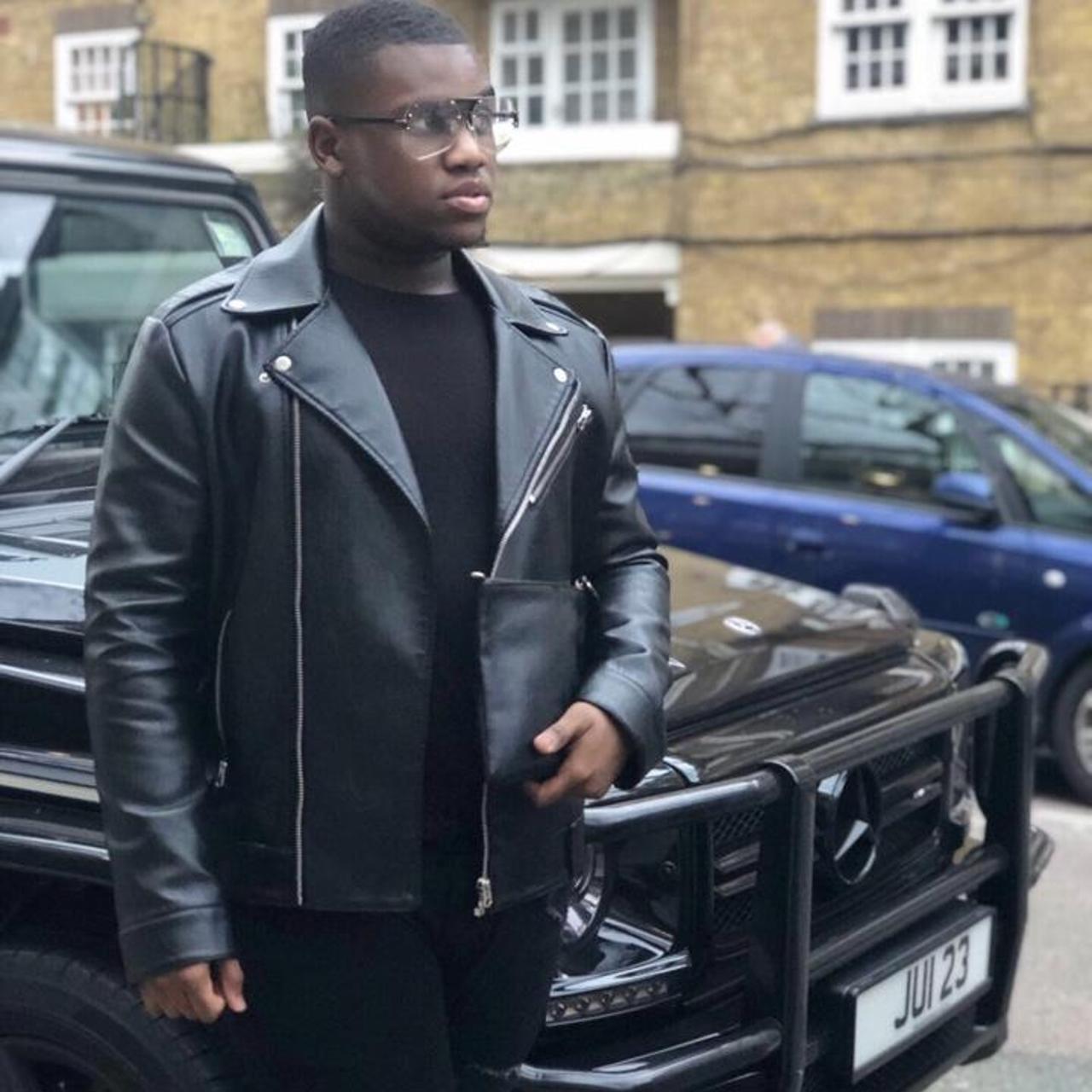 Topman Leather Jacket Lrg Worn Twice Good. Depop