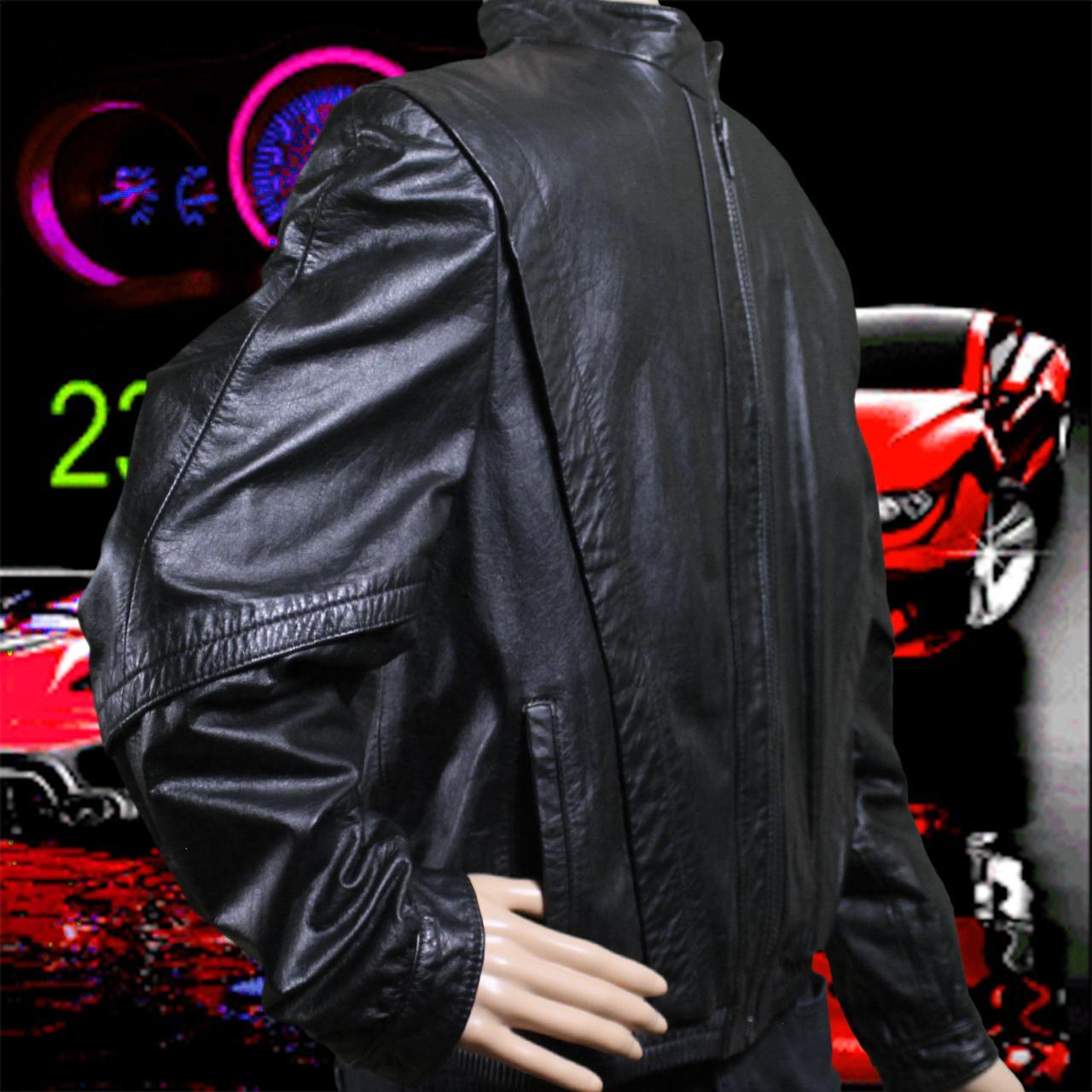 Wilsons Black Leather Bomber Jacket Slick V shape... - Depop