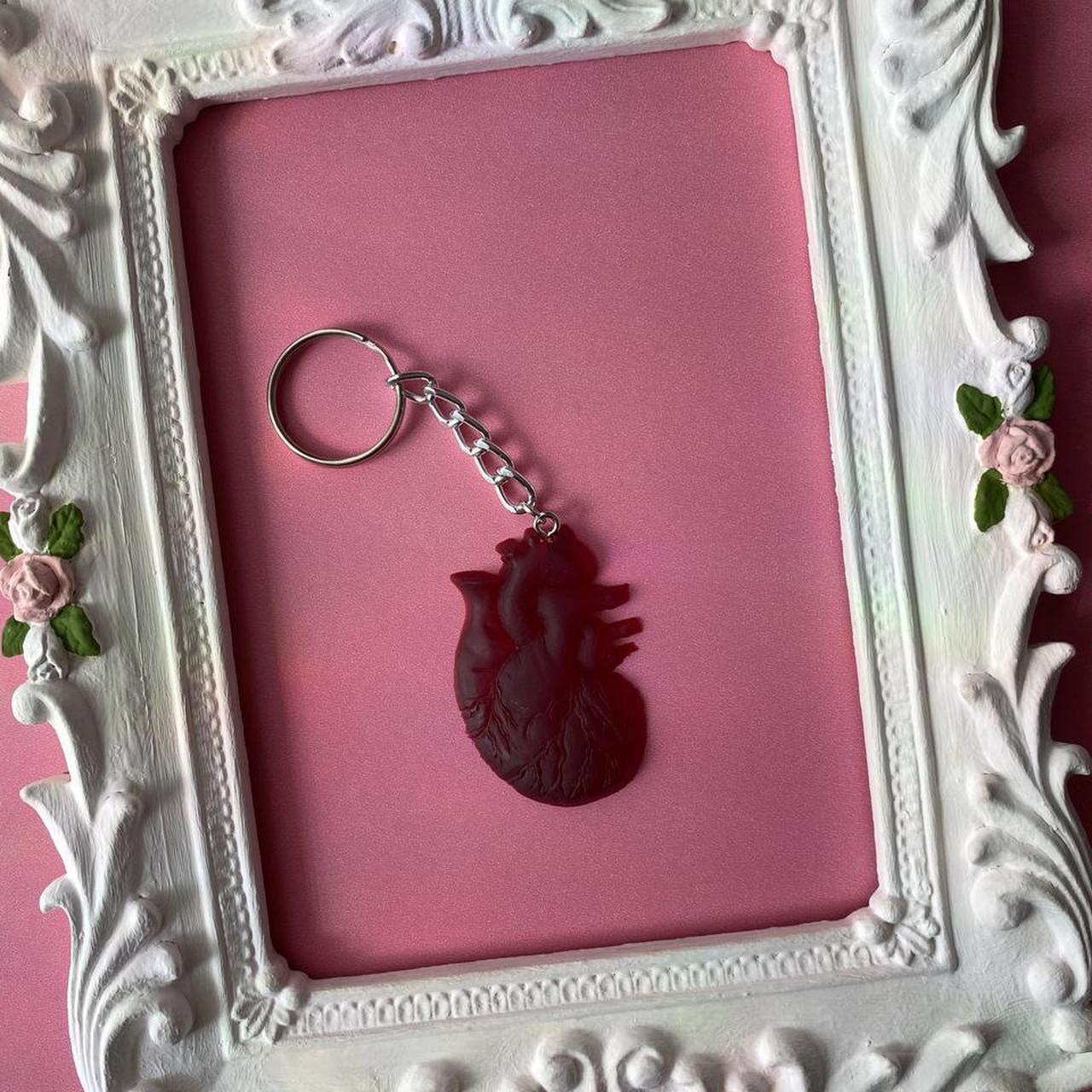 deep red anatomical human heart keychain! Handmade... - Depop
