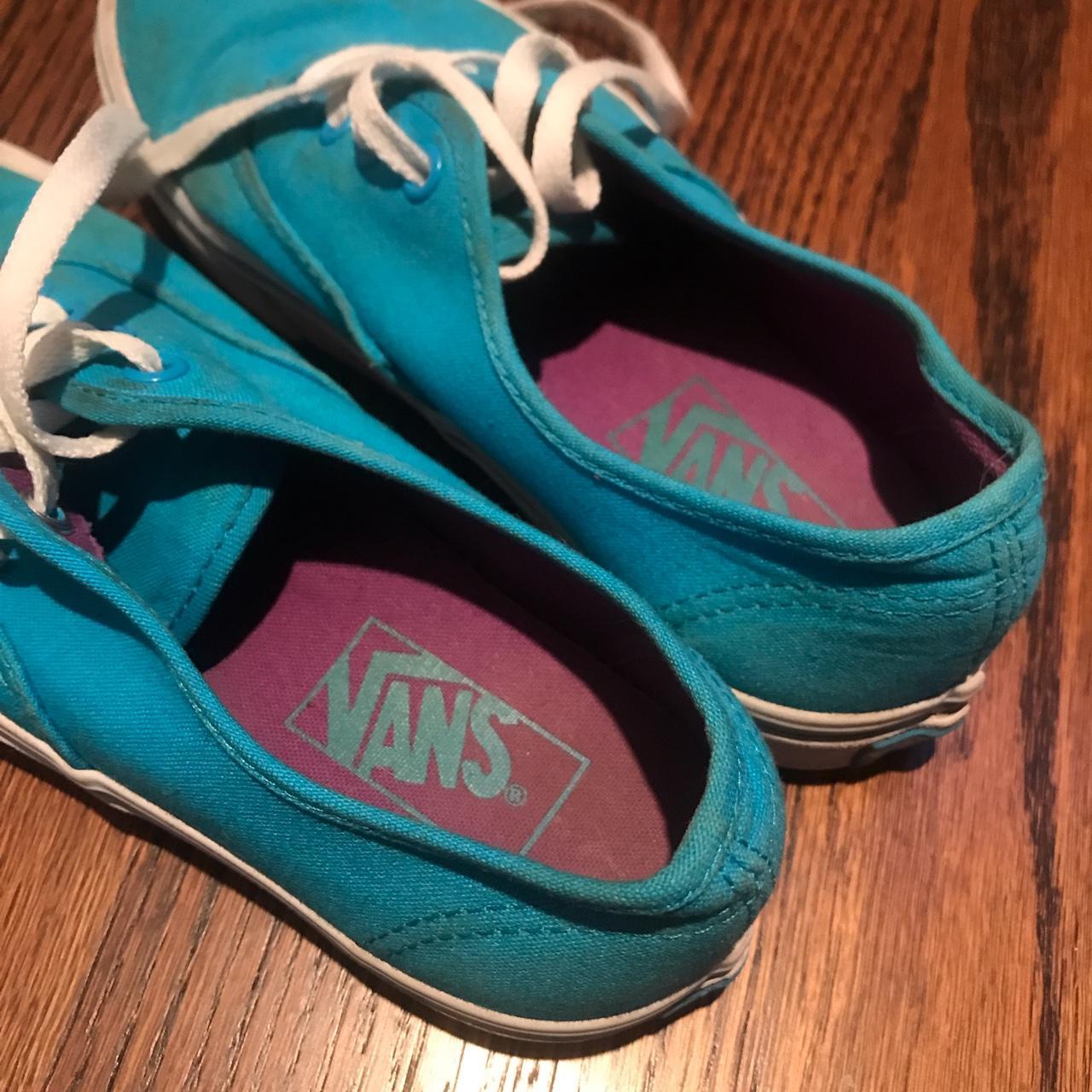 Turquoise blue vans with purple lining ♡ US Womens... - Depop