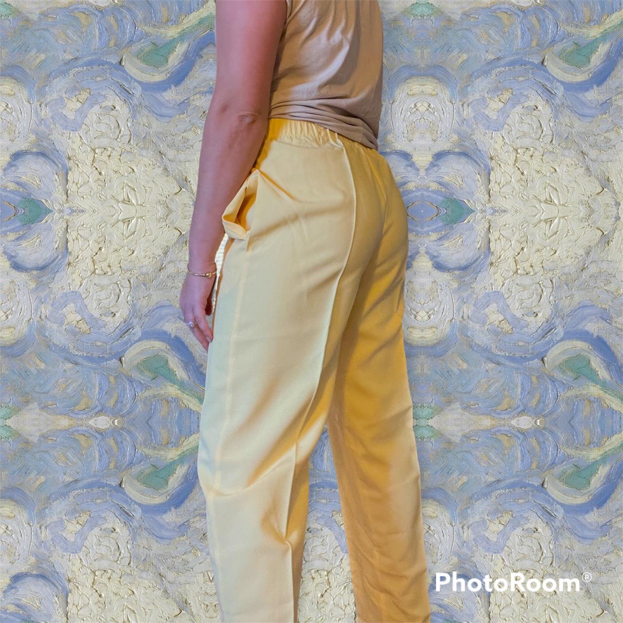 VNTG Pant Suit Bottoms Pastel yellow trouser pants... - Depop