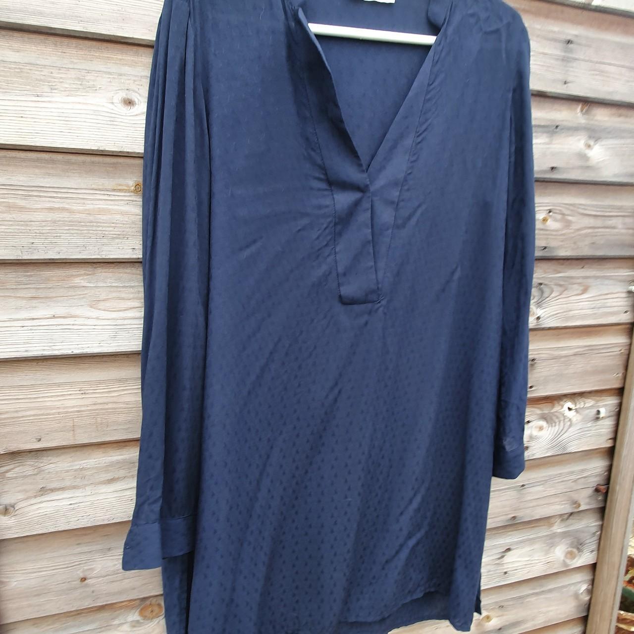 Mango Navy Blie Viscose Kaftan Tunic top or mini... - Depop