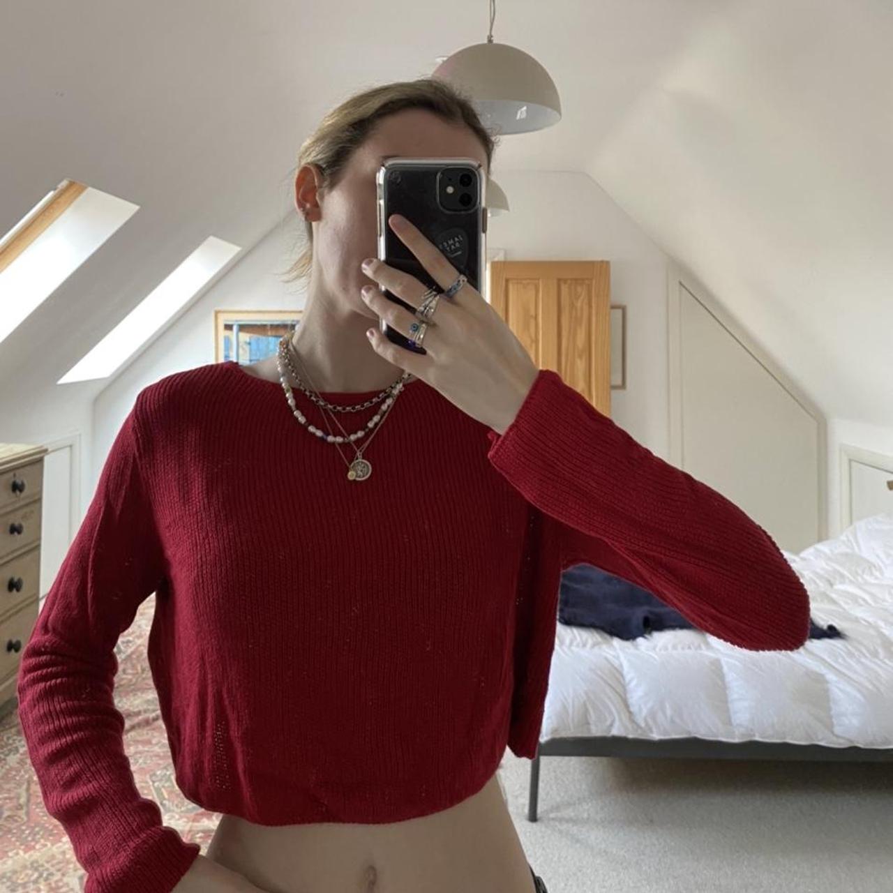 SUBDUED red knit cropped jumper SIZE SMALL Never... - Depop