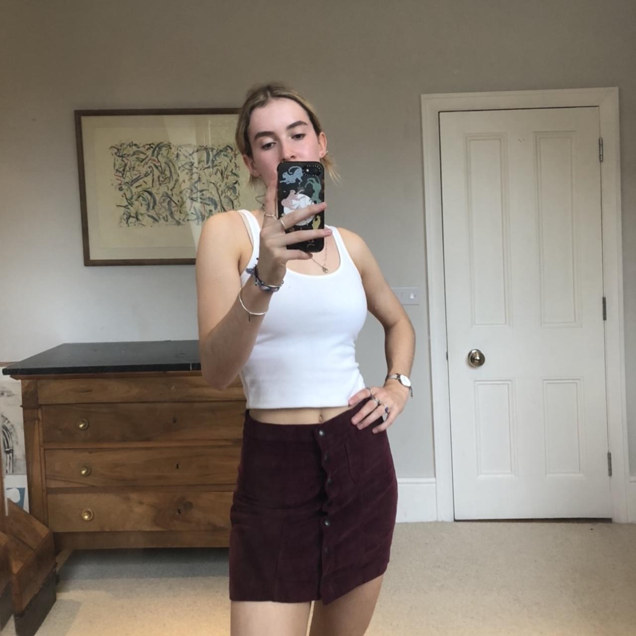 Super cute Brandy Melville burgundy corduroy skirt... - Depop