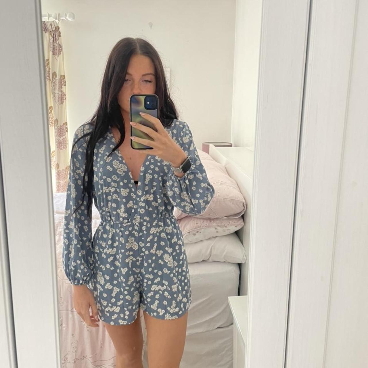 Princess Polly blue floral playsuit - Depop