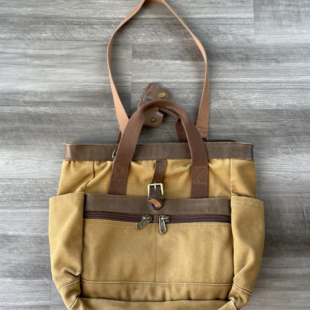 Duluth Trading Company Tan Messenger Bag Leather... - Depop