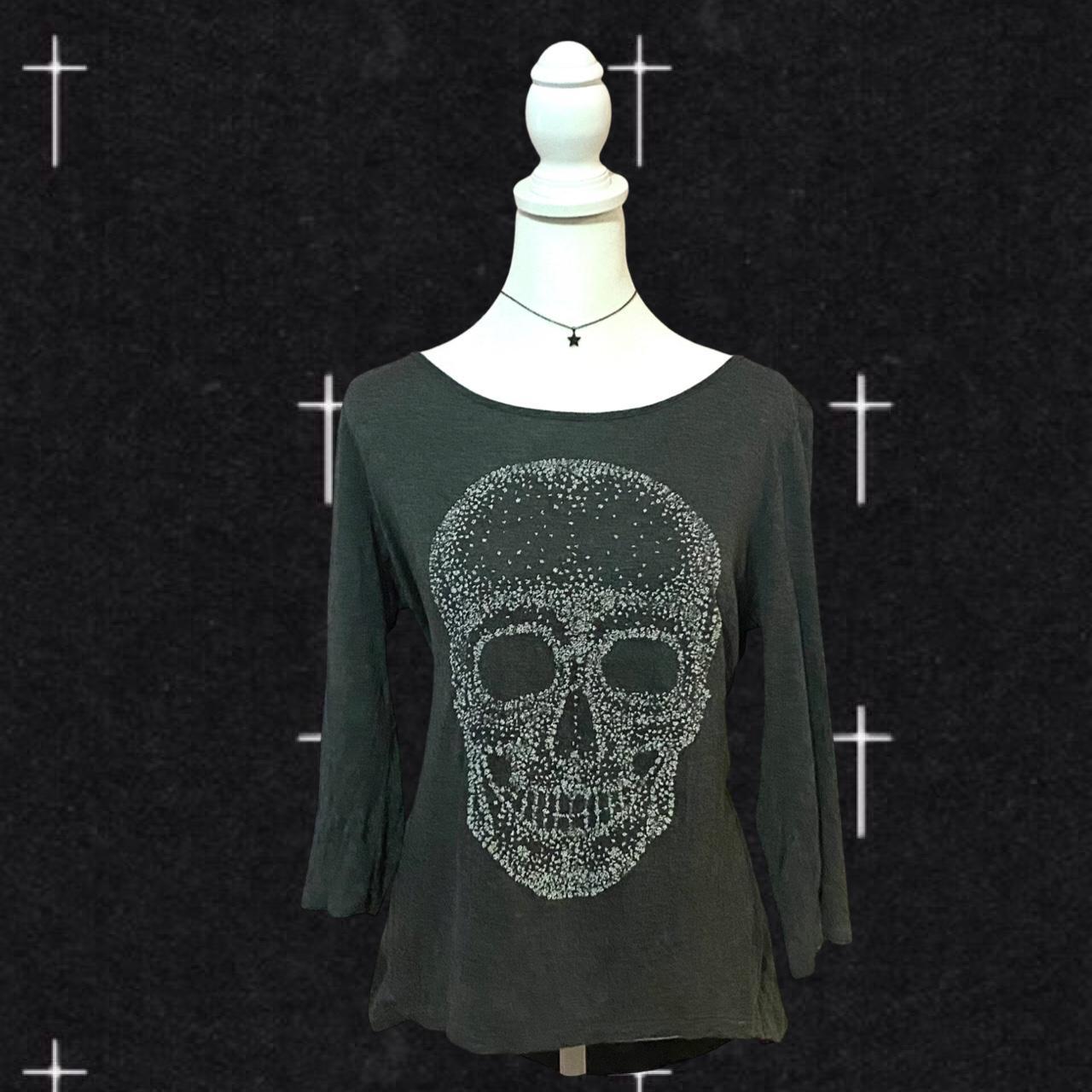 Gothic bejeweled skull blouse ♡ Brand: Issi Flat... - Depop