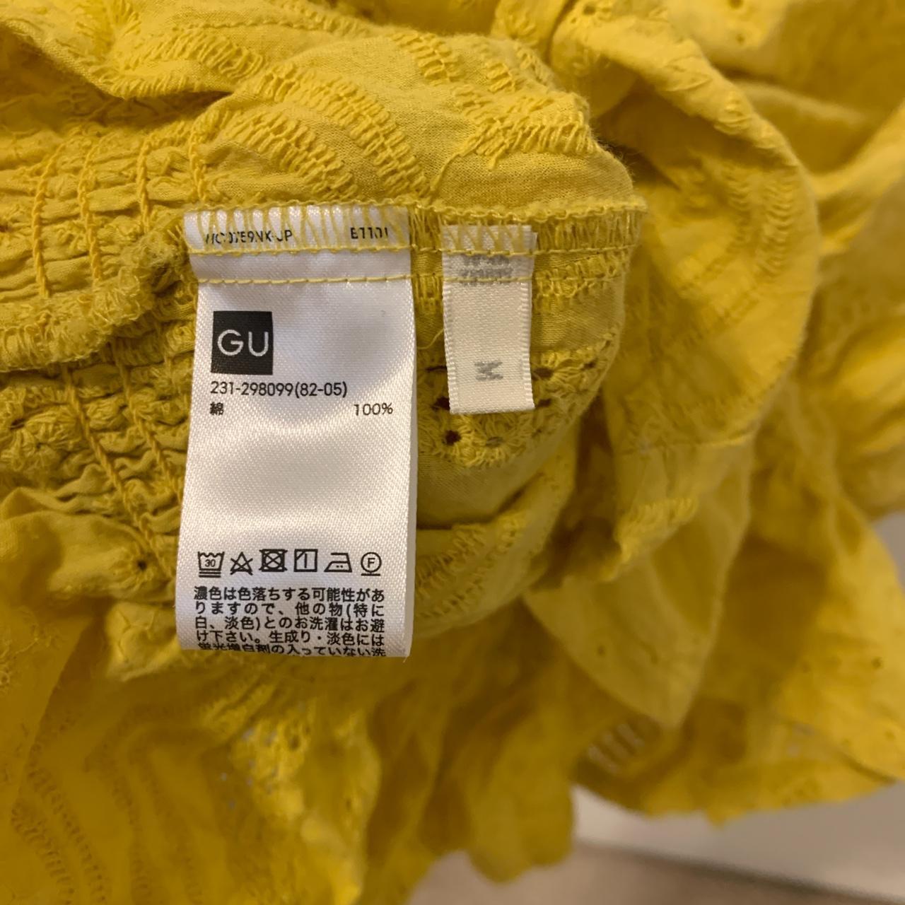 Japanese GU yellow top with a scrunch waist. #GU... - Depop