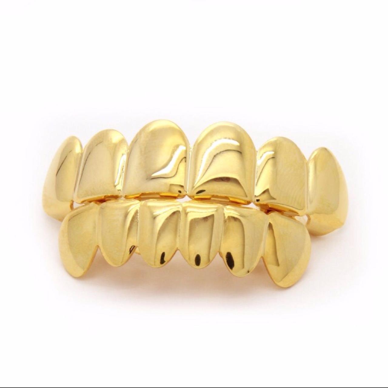 Brand New/Never Used 14k Gold plated Grill Set. (Top... - Depop