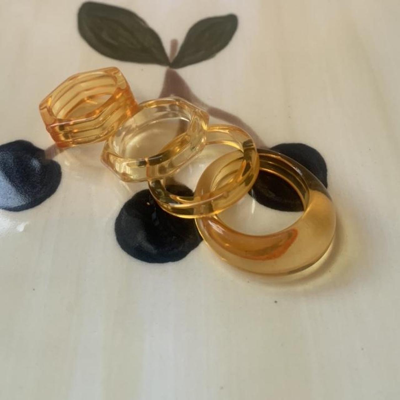 Super cute set of orange plastic rings ⭐️ (4 brand... - Depop