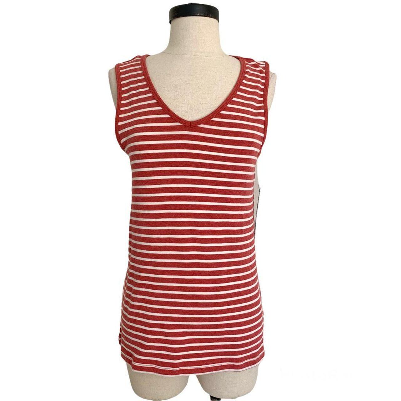 Tahari Essentials Striped V-Neck tank top. Made in... - Depop