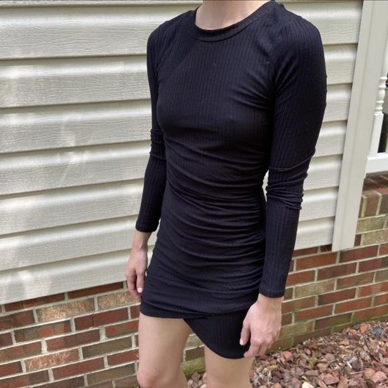 Hippie Rose Ruched Black Mini Dress Women’s Small -... - Depop