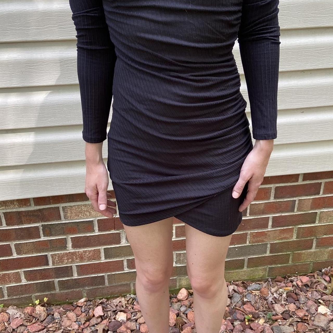 Hippie Rose Ruched Black Mini Dress Women’s Small -... - Depop