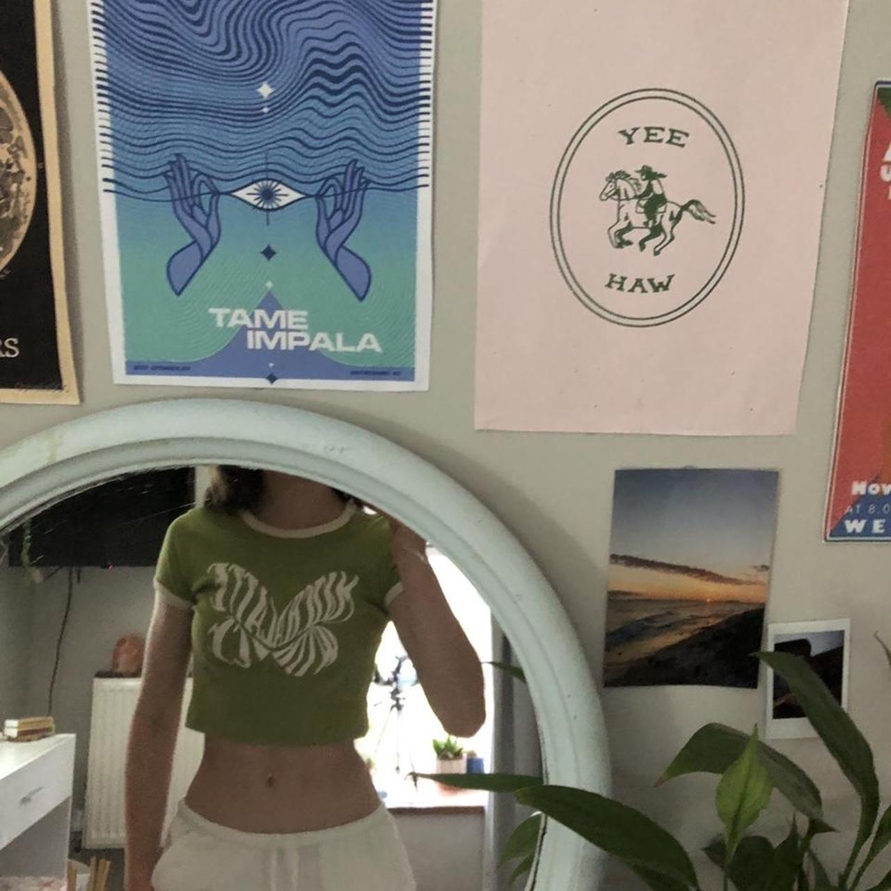 pull and bear green crop top “matcha latte with... - Depop