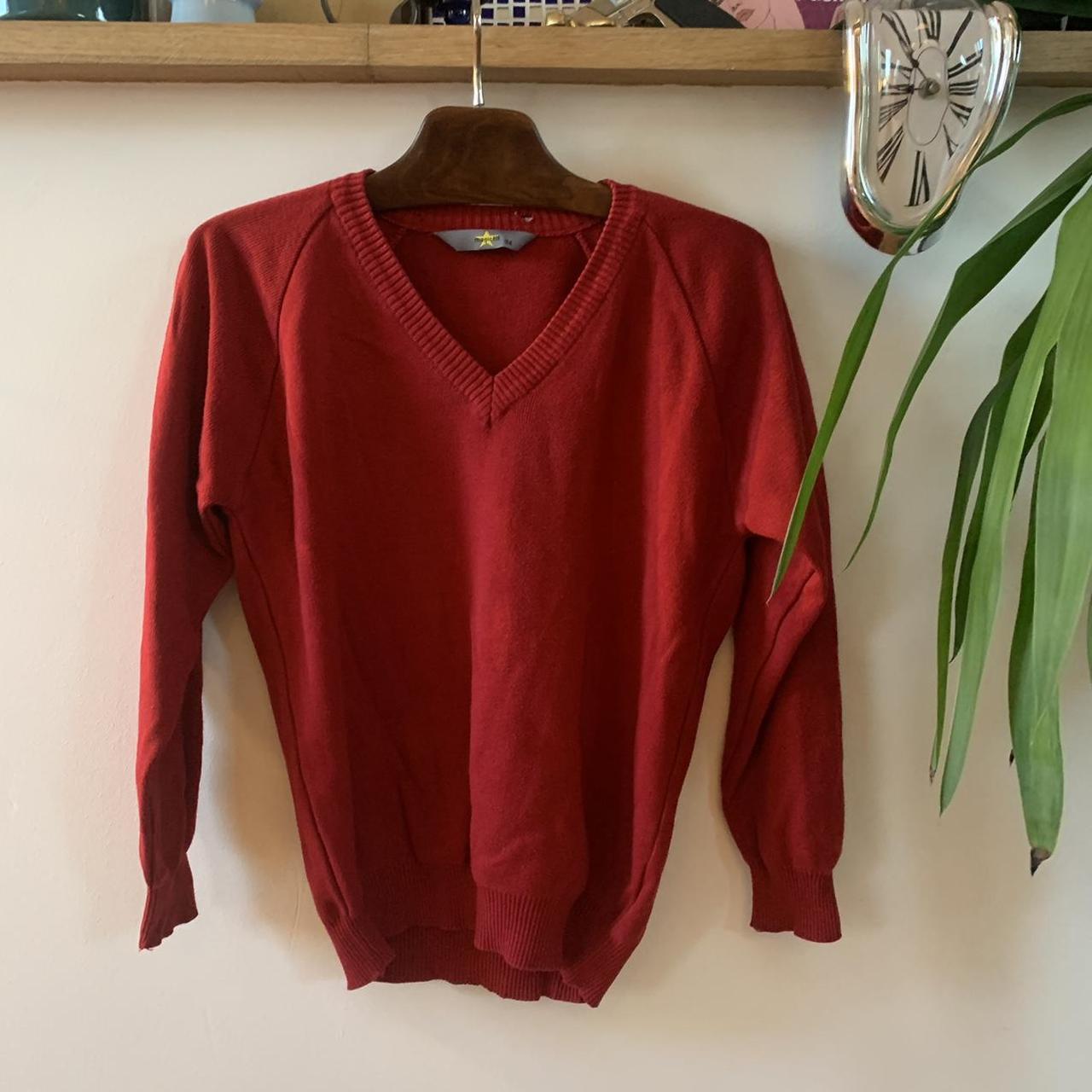 school style red jumper. very preppy size 36 eu - Depop
