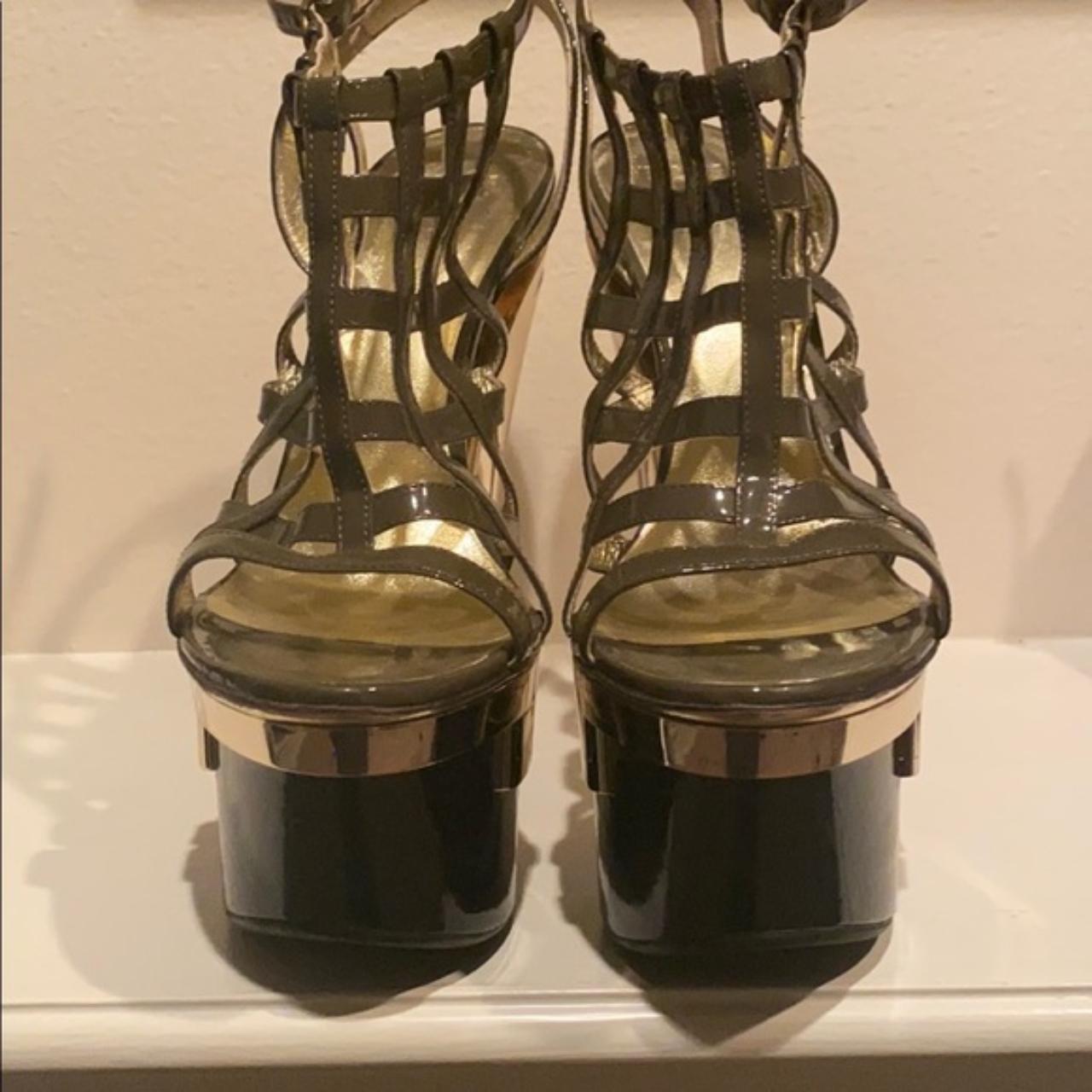 Versace Triple Platform Gold Heels Deal will last... - Depop