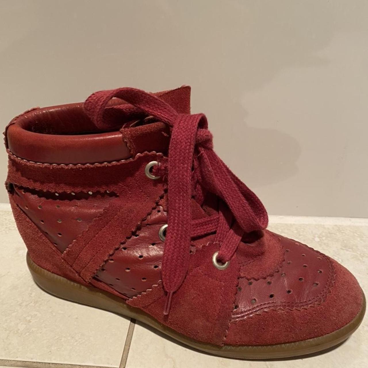 Isabel Marant iconic Bobby sneakers in red leather &... - Depop