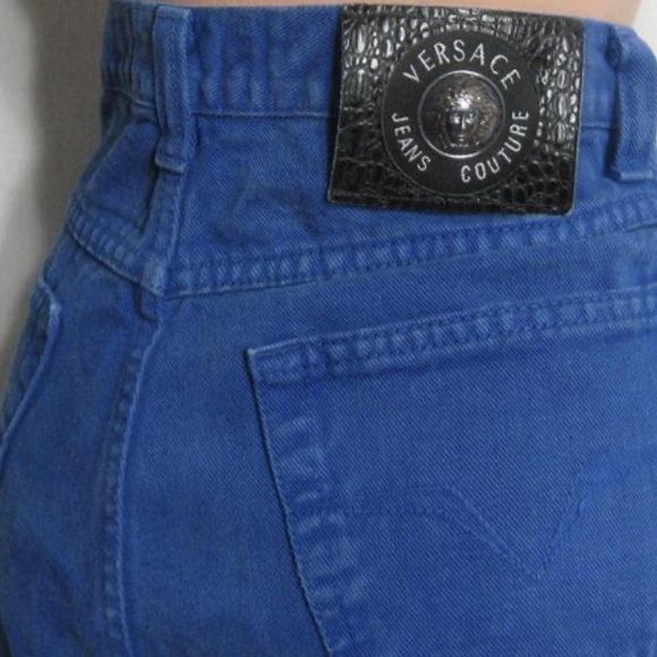 Rare Versace couture cobalt blue trousers/jeans... - Depop