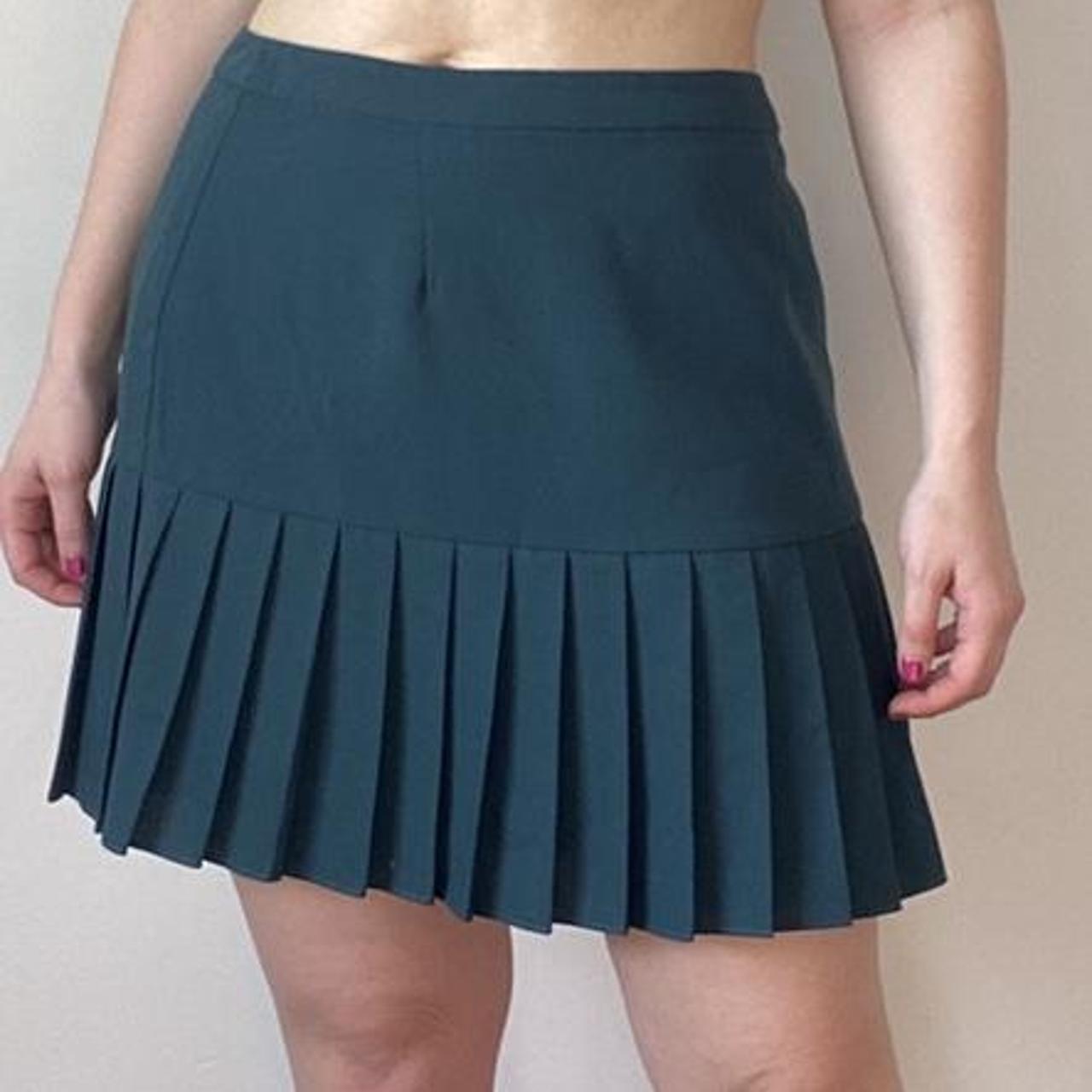Green pleated mini skirt | ASOS Green miniskirt... - Depop