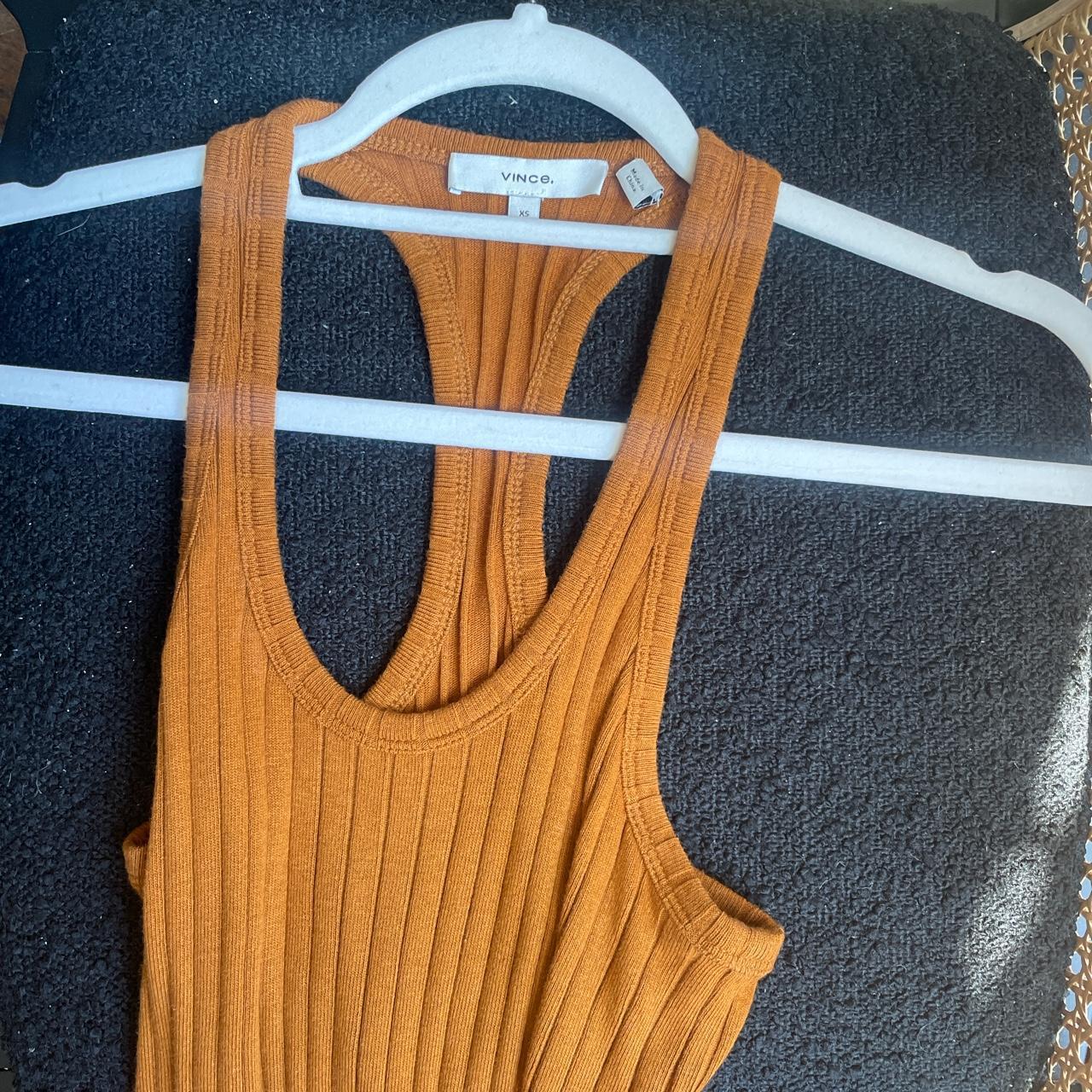 Vince racerback ribbed dress in rust color (not... - Depop