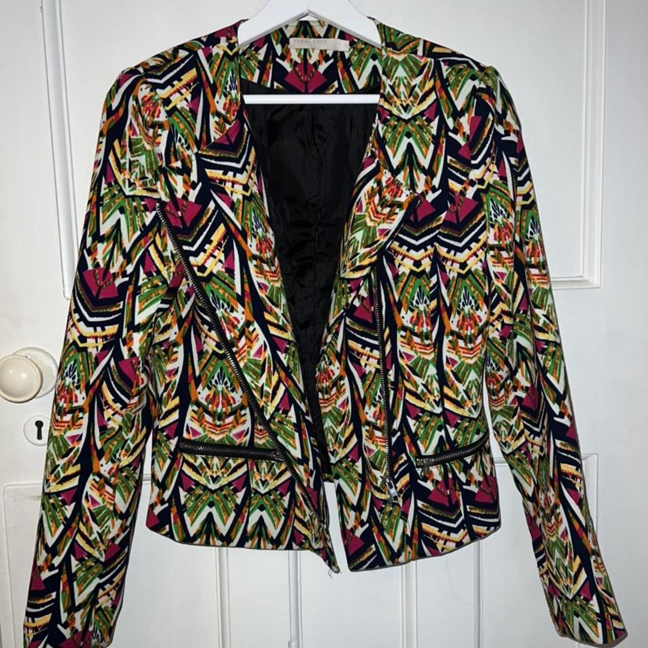 Vintage multicolour biker jacket Super unique... - Depop