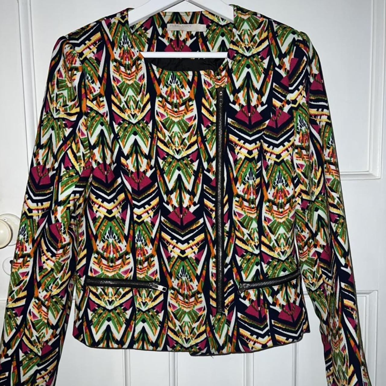 Vintage multicolour biker jacket Super unique... - Depop