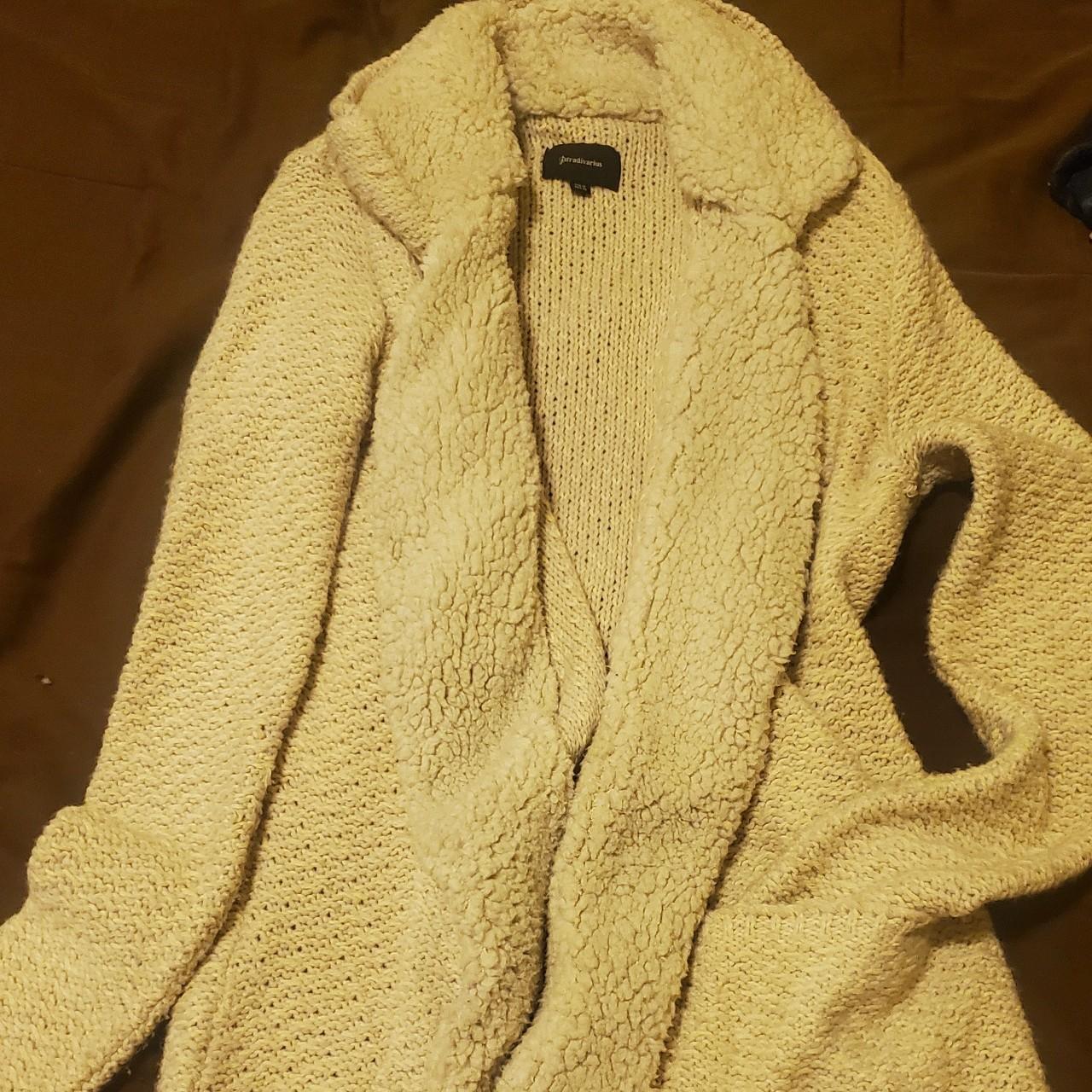STRADIVARIUS pre-loved cozy coat. Knit, cream... - Depop
