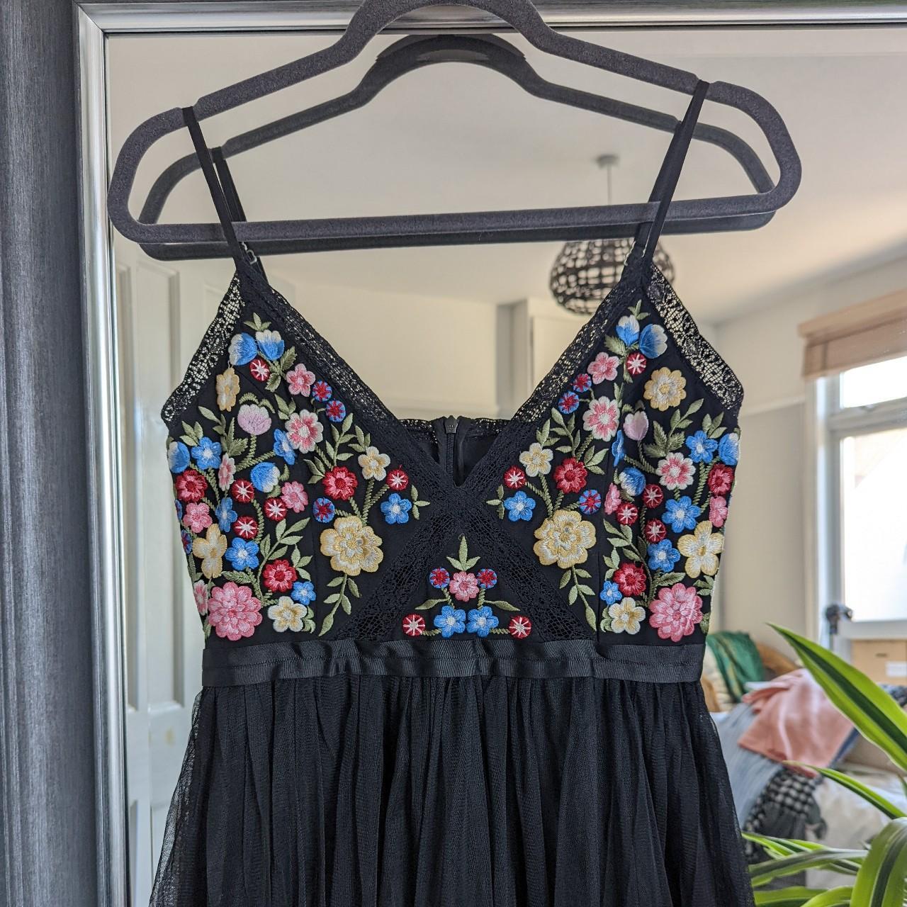 Needle and thread floral embroidered bodice dress... - Depop