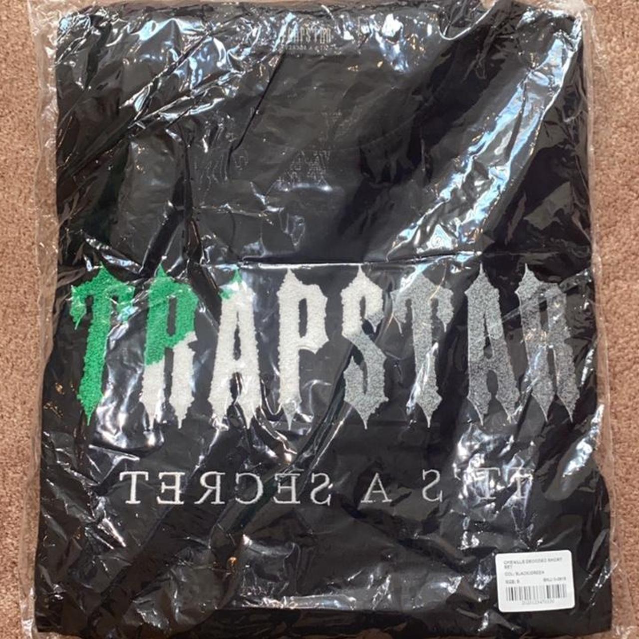 Trapstar Chenille Decoded Short Set In Black/Green... - Depop