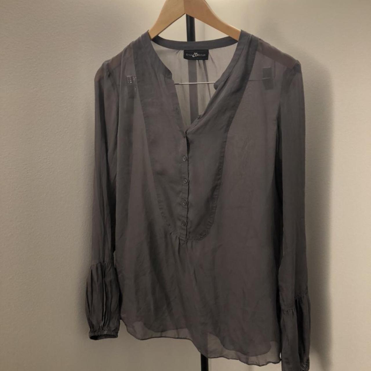 100% silk see through grey top. - Depop