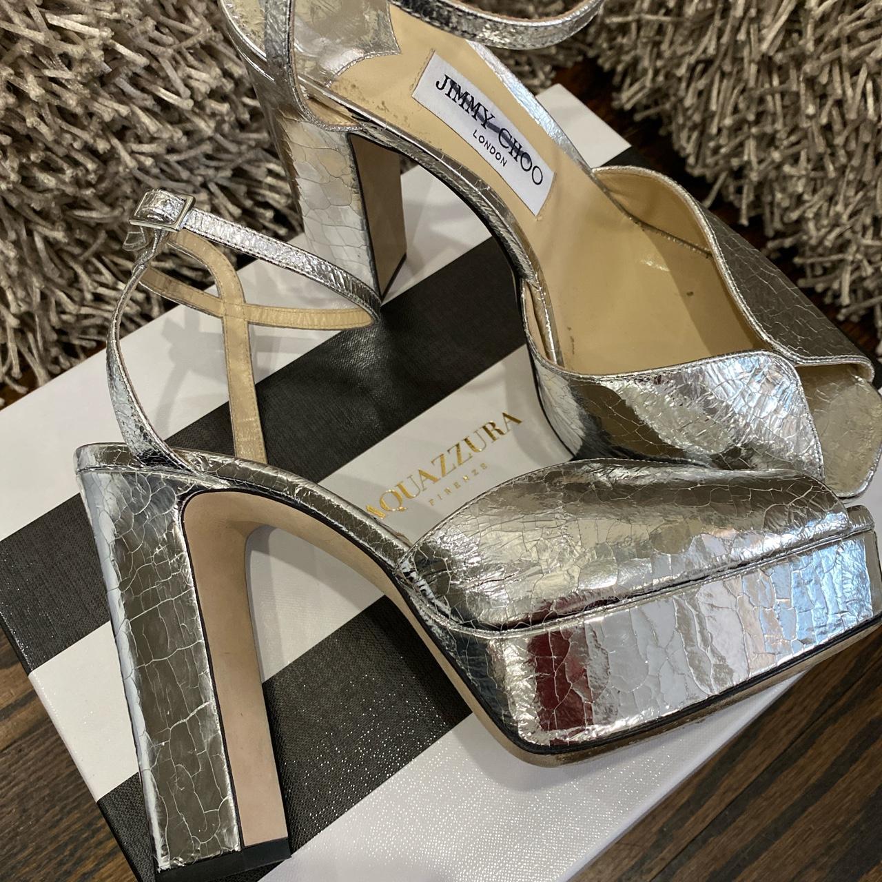Jimmy Choo Women's Silver Sandals | Depop