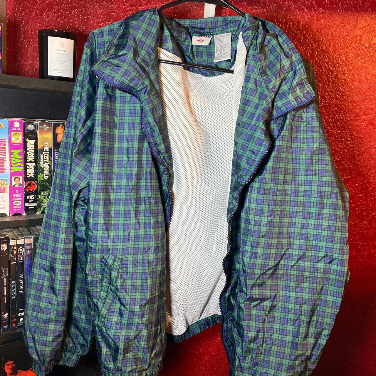 Jerzees Men's Navy and Green Jacket | Depop