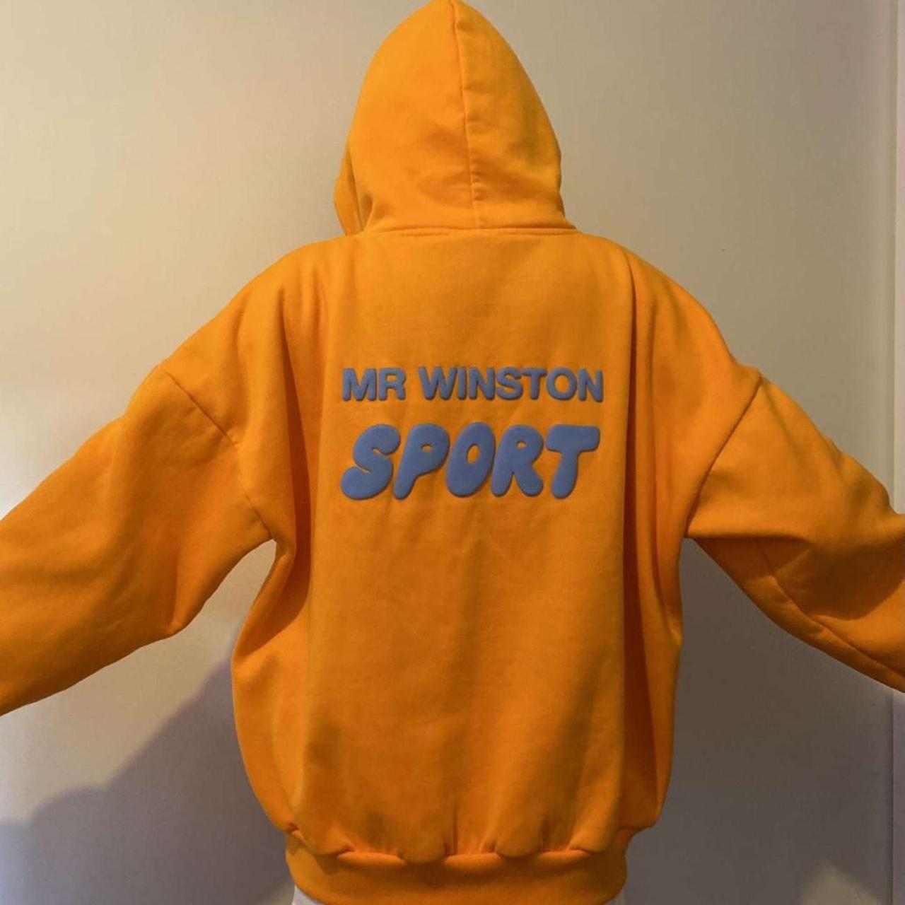 Orange/Blue Mr Winston hoodie - size small - worn... - Depop