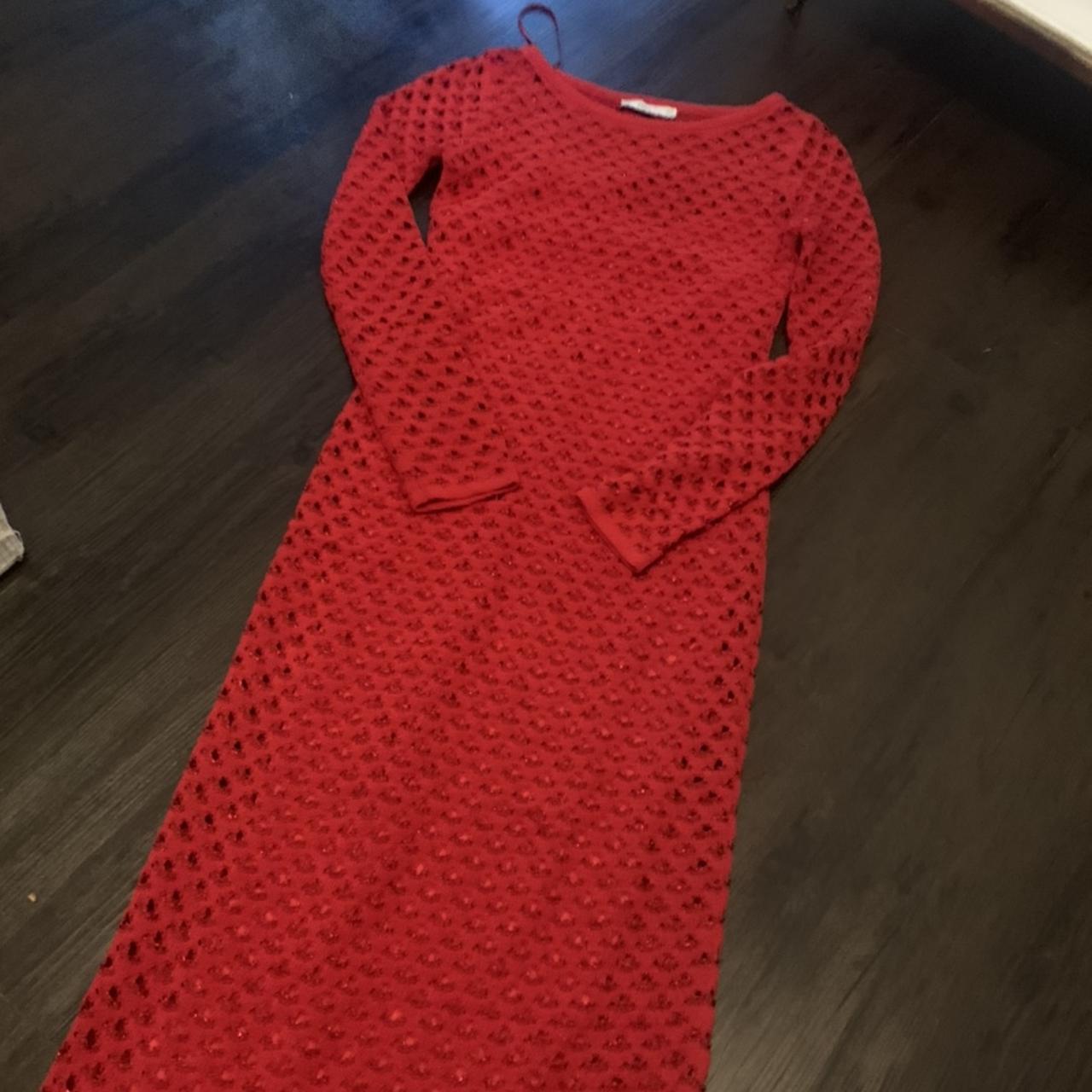 Zara red crochet maxi dress. Worn once don’t have... - Depop