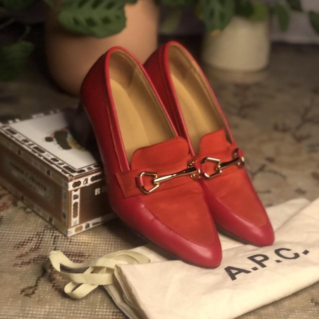 cherry red APC chain loafers. perfectly broken in.... - Depop