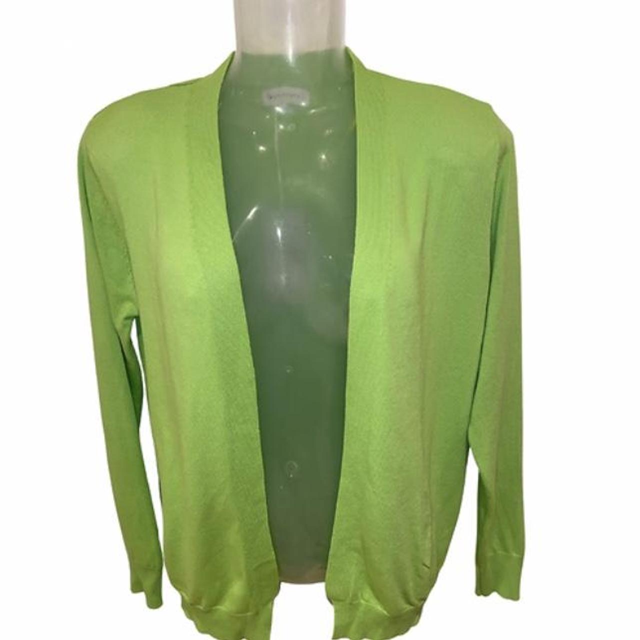 Warehouse Lime Green knitted cardigan Soft fine net,... - Depop